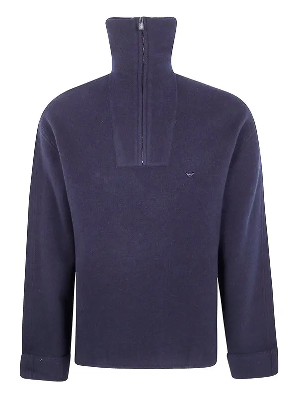 Emporio Armani Half Zip Turtleneck Sweater - Blue