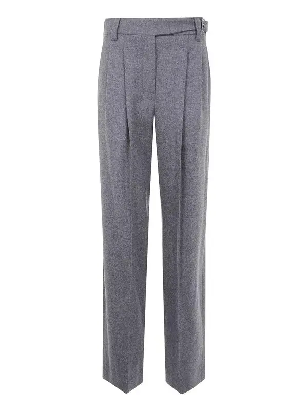 Brunello Cucinelli Wide Leg Pleated Pants - Gray