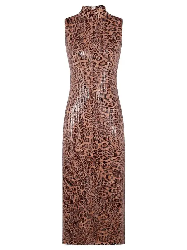 TWINSET Animalier Print Midi Dress - Brown