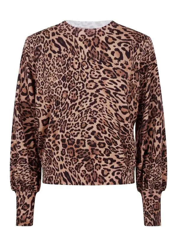 TWINSET Round Neck Leopard Sweater - Brown