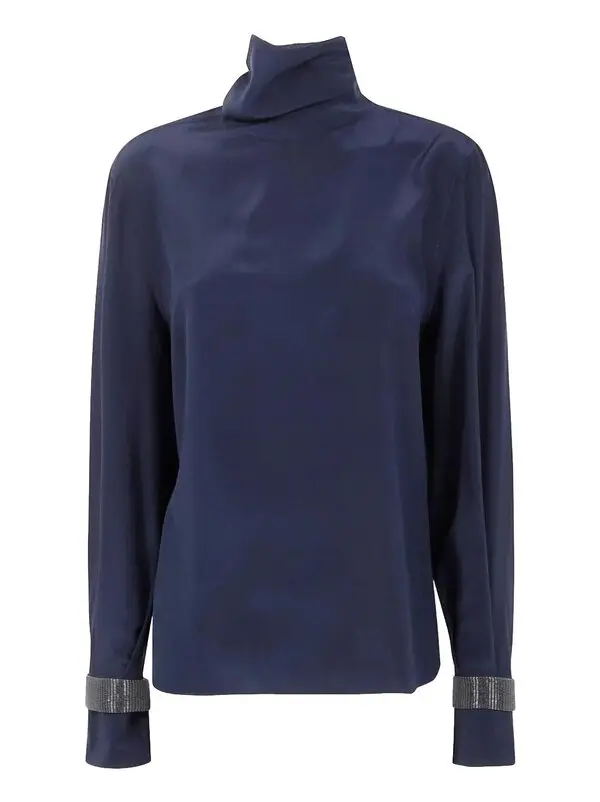 Brunello Cucinelli Turtleneck Blouse - Black