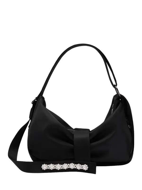 Simone Rocha Sling Bow Shoulder Bag With Embroidered Detail - Black