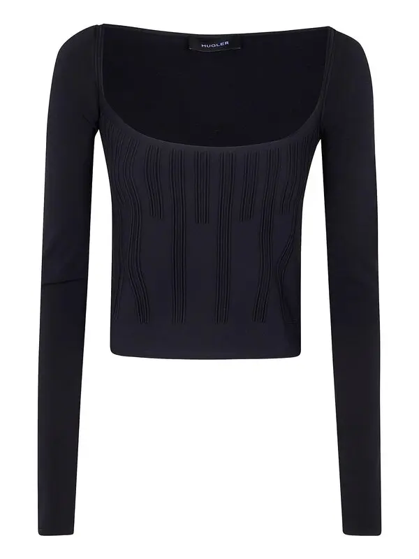 MUGLER Madonna Neck Top - Black
