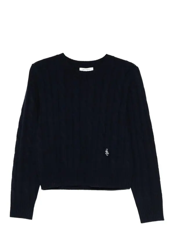SPORTY & RICH Cableknit Cashmere Sweater - Blue