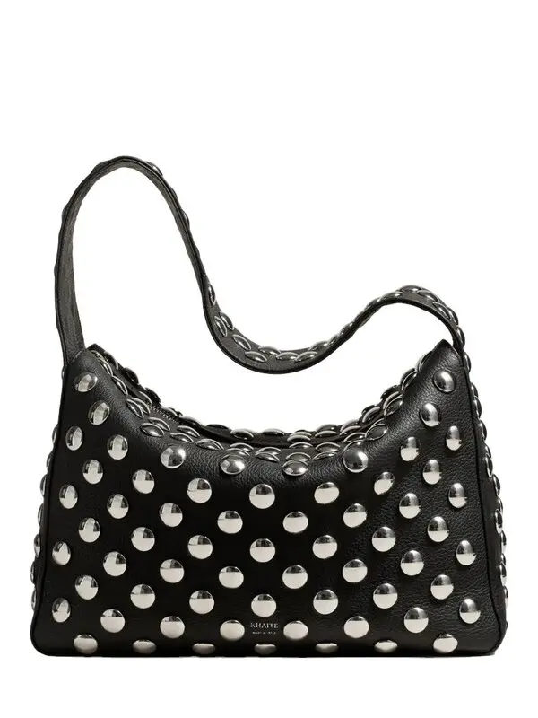 Khaite Elena Shoulder Bag With Silver Studs - Black