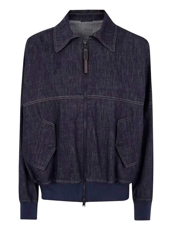 Brunello Cucinelli Padded Full Zip Jacket - Blue