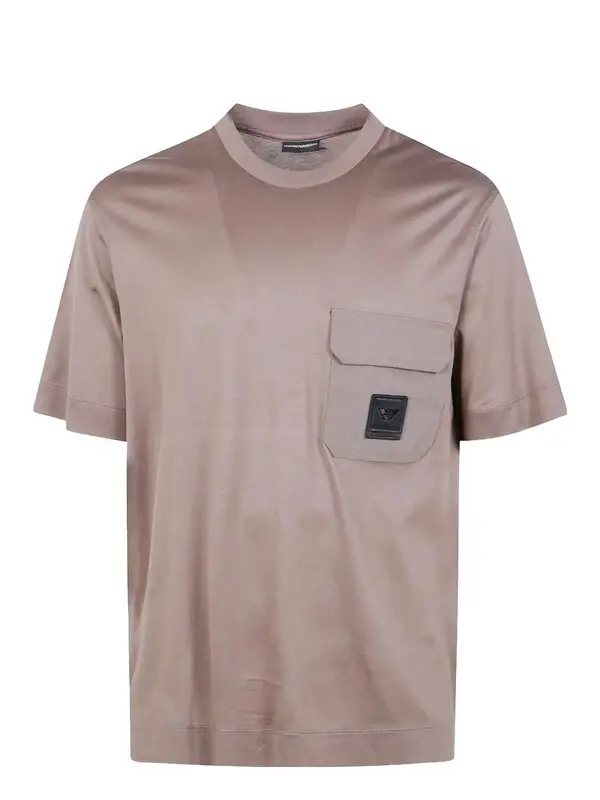 Emporio Armani Short Sleeves With Pocket T-shirt - Brown