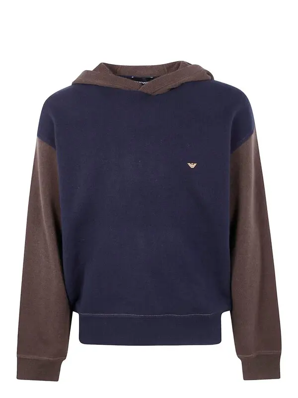 Emporio Armani Hooded Bicolor Sweater - Blue