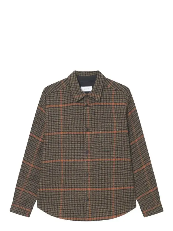 LES DEUX Kody Houndstooth" Overshirt - Brown