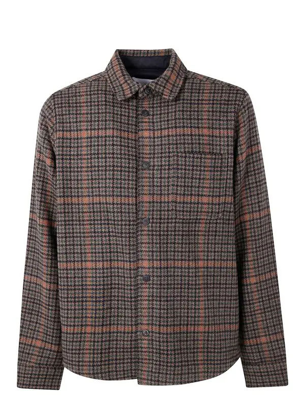 LES DEUX Kody Houndstooth" Overshirt - Brown