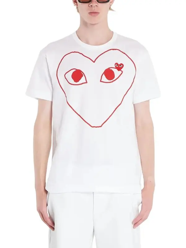 Play Comme Des Garcon Red Heart T-shirt - White