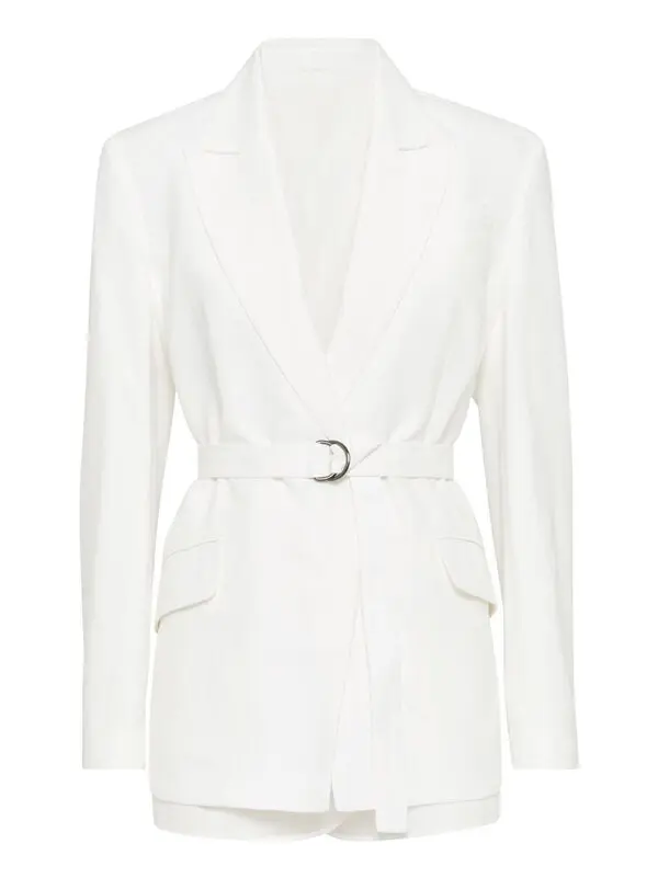 Brunello Cucinelli Belted Jacket - White