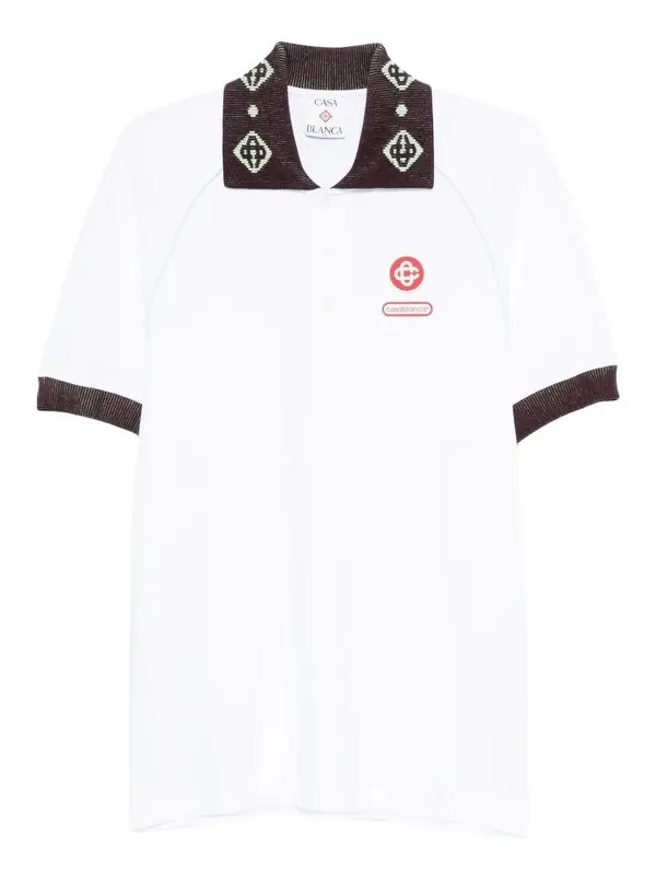 Casablanca Chenille" Collar Raglan Polo - White