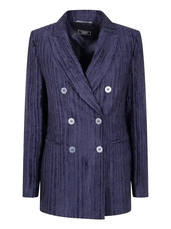 Peserico Double-breasted Velvet Jacket - Blue