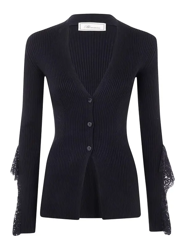 Blumarine Knitted Lace Insert Cardigan - Black
