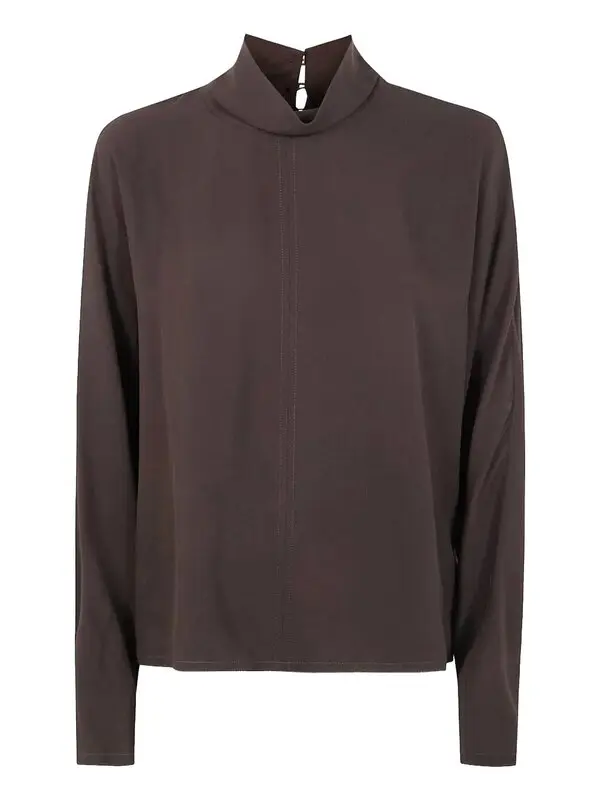 JOSEPH Silk Crepe Buick Blouse - Brown