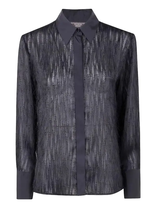 Peserico Tailored Fit Silk Shirt - Black