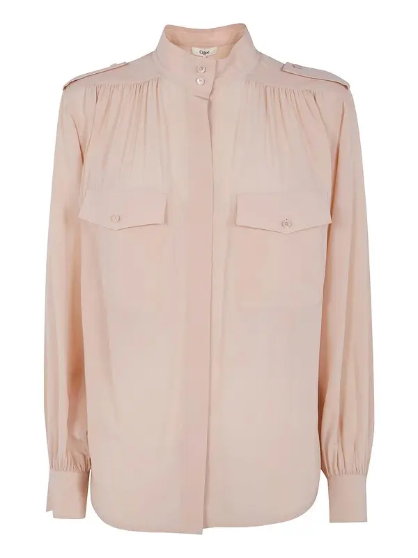 Chloé Pockets Classic Turtleneck Shirt - Pink