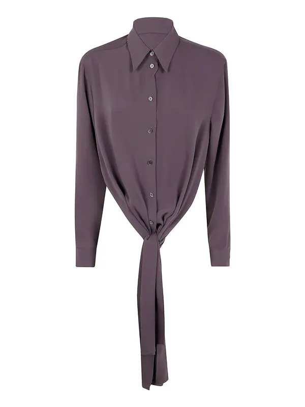 MAISON MARGIELA Long-sleeved Tie Shirt - Brown