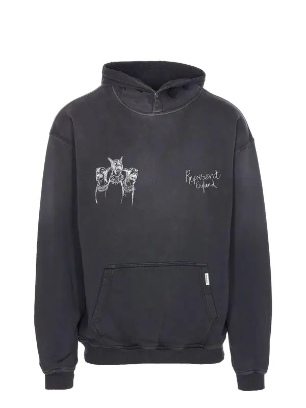 REPRESENT Hand-drawn Thoroughbred Dogs Hoodie - Black