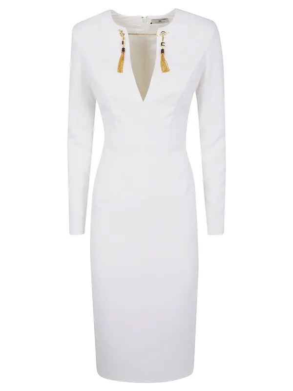 Elisabetta Franchi Midi Fit Dress - White