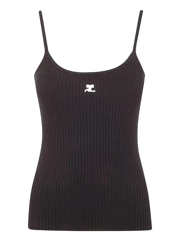 COURREGES Reedition Knit Tank Top - Black
