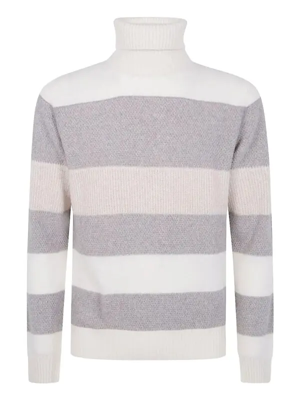 BARBA NAPOLI Striped Turtleneck Sweater - Beige