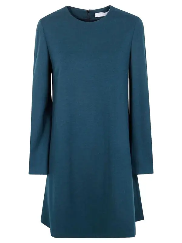 Harris Wharf London Bell Sleeves Superfine Merino Wool Dress - Green