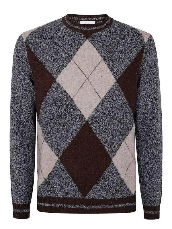 BALLANTYNE Argyle Wool Pullover - Brown