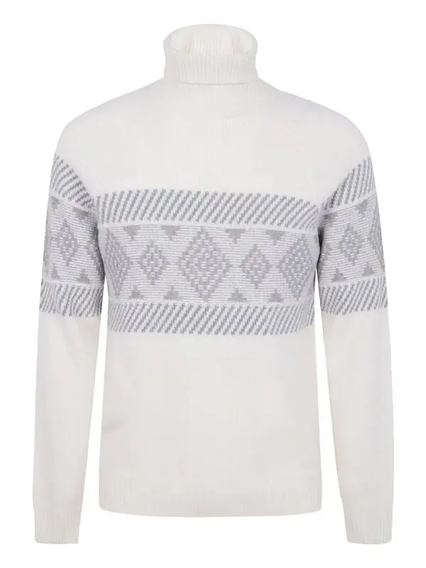 BARBA NAPOLI Embroidered Turtleneck Sweater - White