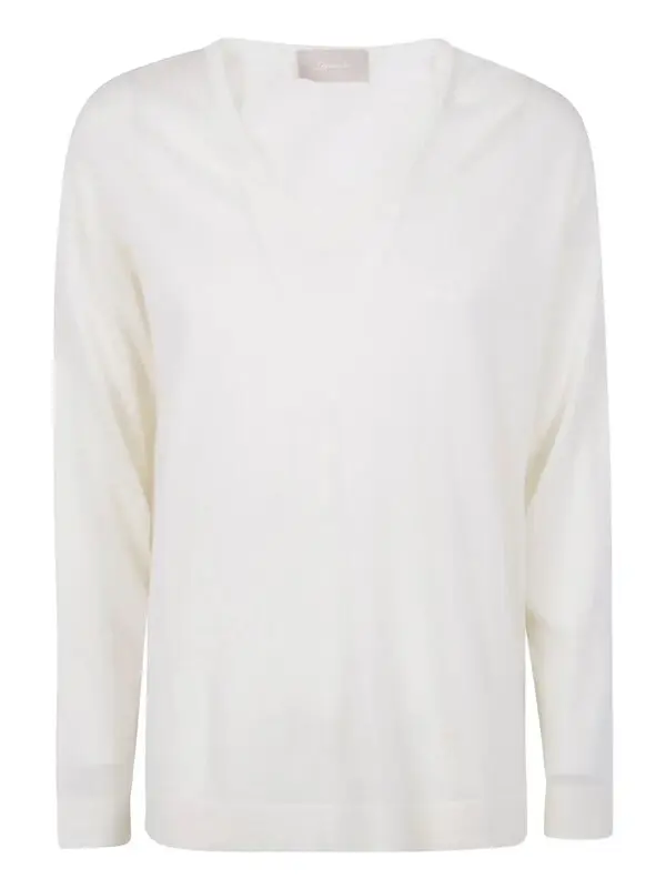 DRUMOHR Long Sleeve V-neck Extrafine Sweater - Beige