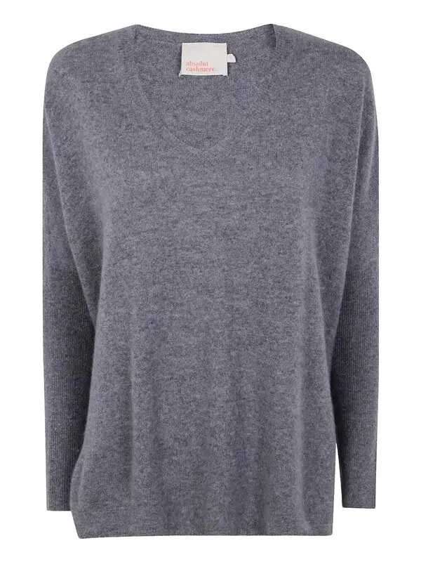 ABSOLUT CASHMERE Camille V-neck Oversized Sweater - Gray