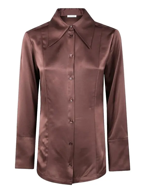 BY MALENE BIRGER Rosiannas Satin Classic Shirt - Brown