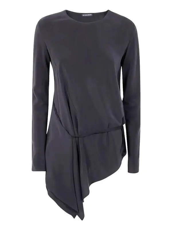 ANN DEMEULEMEESTER Asymmetric Long Sleeve Top - Black