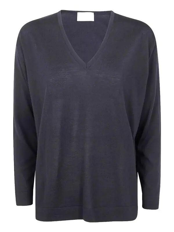 DRUMOHR Long Sleeve V-neck Extrafine Sweater - Black