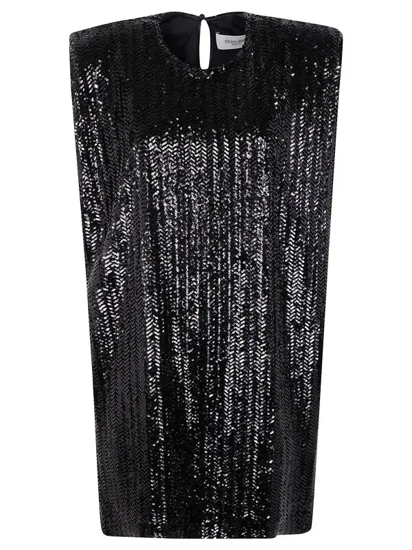GOLDEN GOOSE Journey Sleeveless Sequined Tee Dress - Black