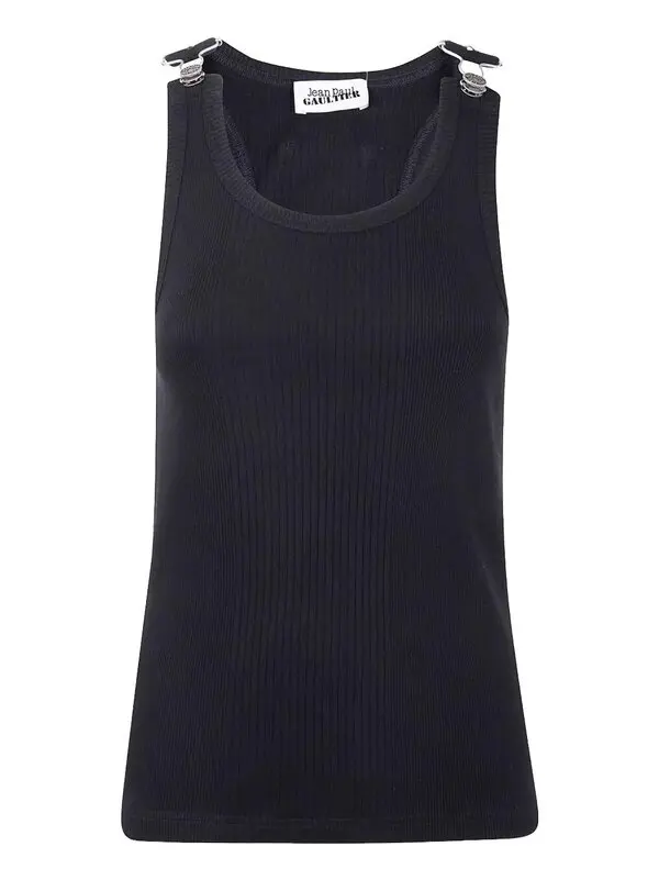 Jean Paul Gaultier Tank Top With Engraved Overall - Black