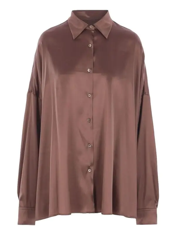 Dries Van Noten Casia 2032 Stretch Satin Shirt - Brown