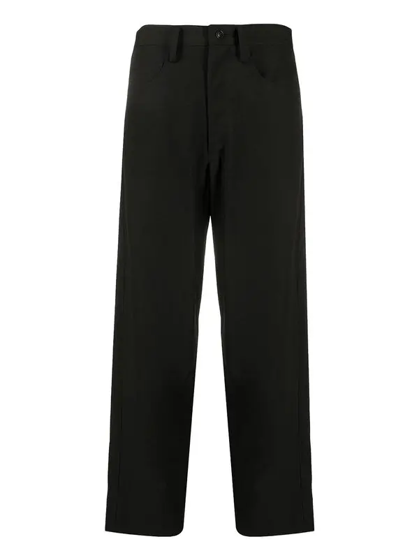 Y`S Side Stripe Gabardine Cropped Trousers - Black