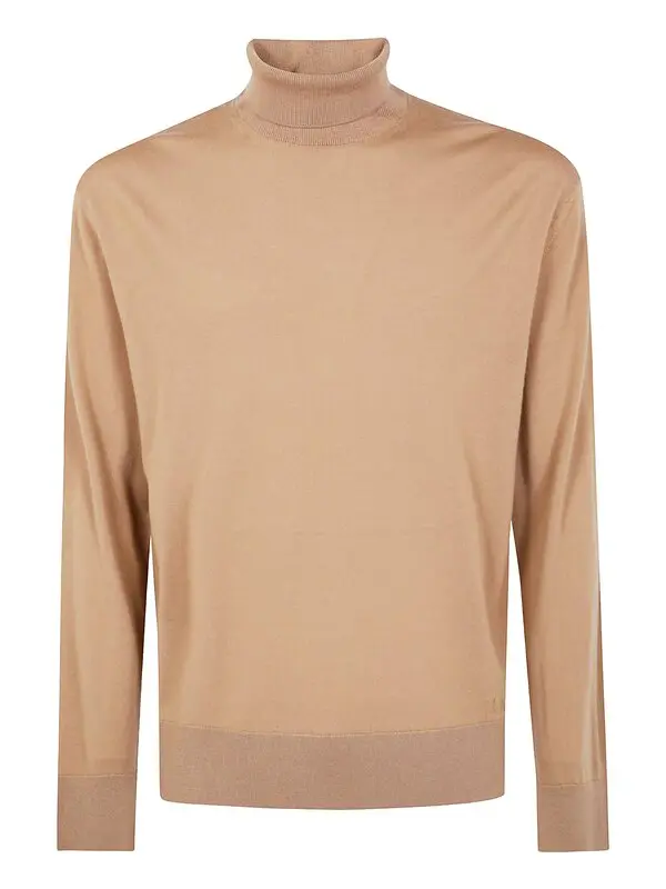LANEUS Knitted Turtleneck - Brown