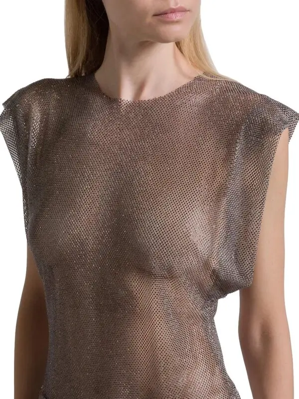 Alberta Ferretti Crystals Net T-shirt - Gray