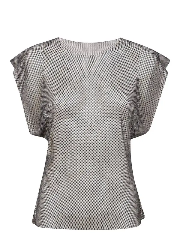 Alberta Ferretti Crystals Net T-shirt - Gray