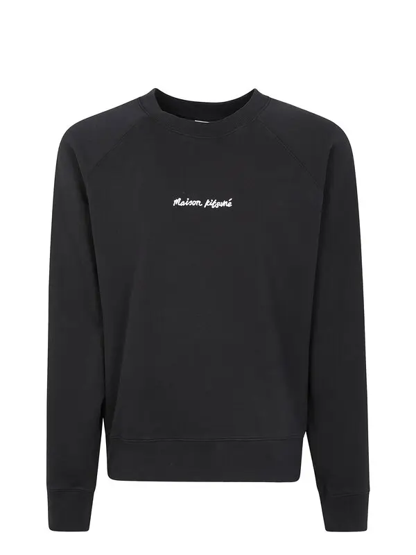 Maison Kitsuné Oversized Raglan Sweatshirt With Embroidery - Black