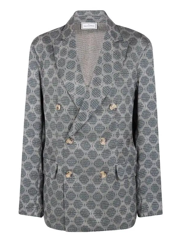 PIERRE-LOUIS MASCIA Double-breasted Silk Jacket - Gray