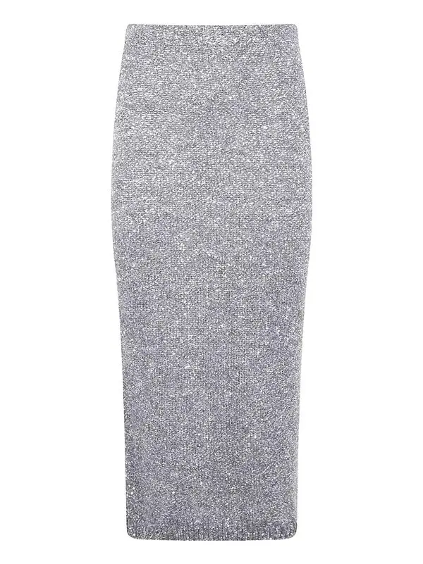 D.exterior Soft Sequins Straight Skirt - Gray