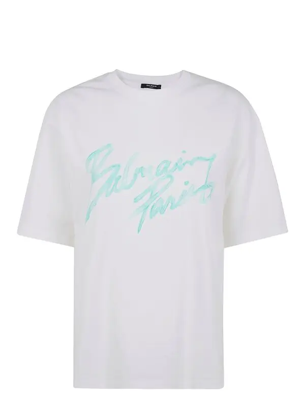 Balmain Short Sleeve Paris Bulky' T-shirt - White