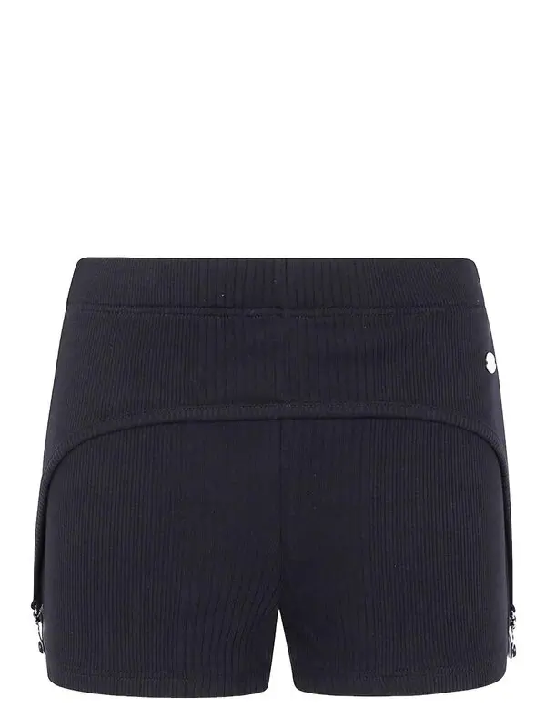 Jean Paul Gaultier Cotton Ribbed Mini Shorts With Lingerie Garter - Black