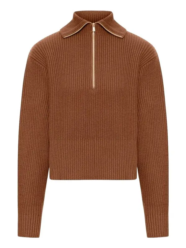 Max Mara Nadar Half Zip Sweater - Brown