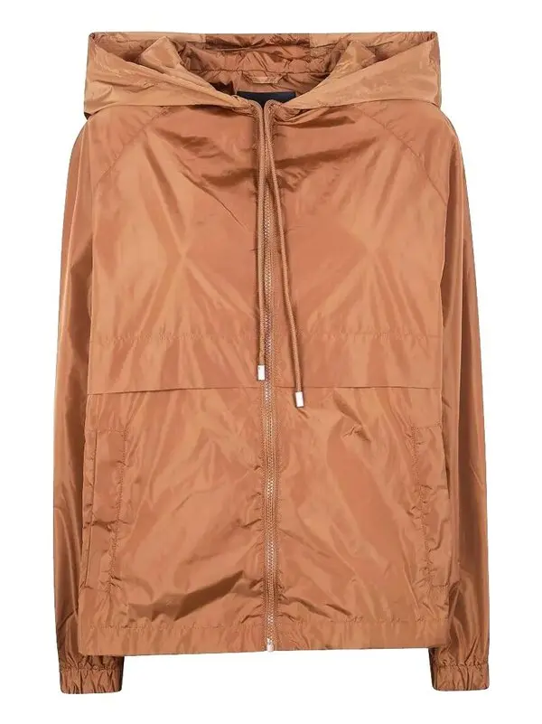 SEMICOUTURE Nylon K-way Hooded Jacket - Brown