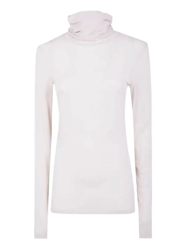 ANNECLAIRE Modal & Cashmere Jersey Turtleneck - White
